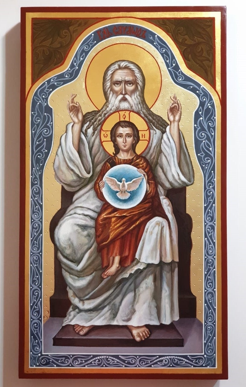 Orthodox Icon of Father, Son and Holy Spirit, the Holy Trinity, Greek ...