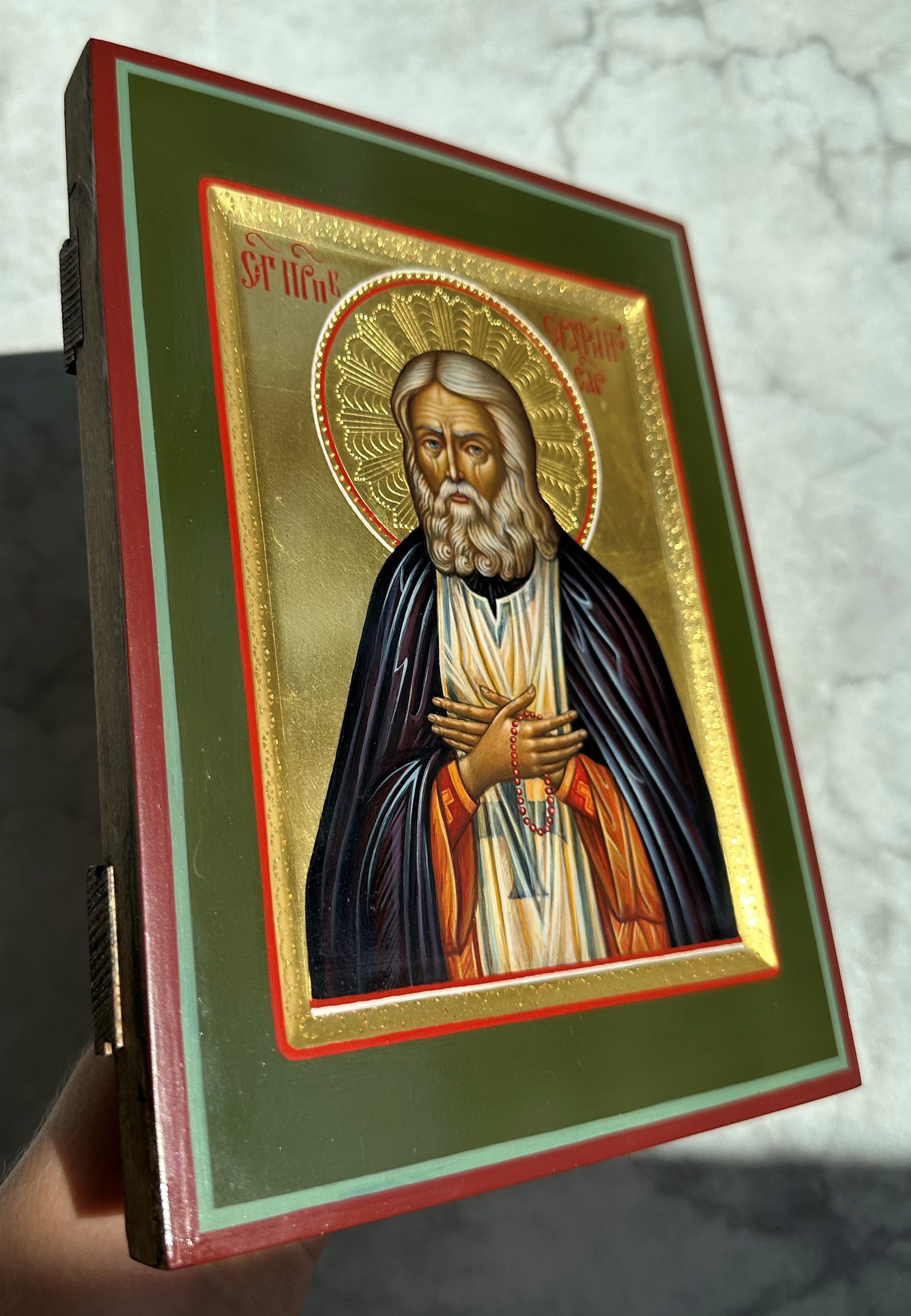 Orthodox Icon Holy Reverend Seraphim of Sarov , Greek Icon, Byzantine ...