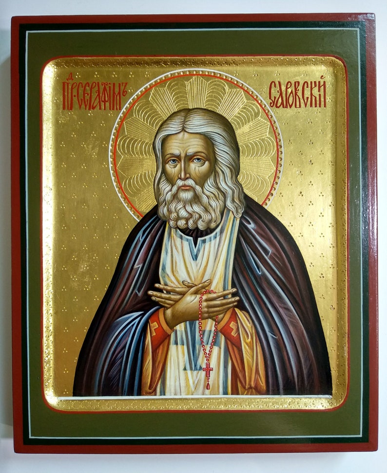 Orthodox Icon of the Venerable Seraphim of Sarovskiy, Hand Painted ...