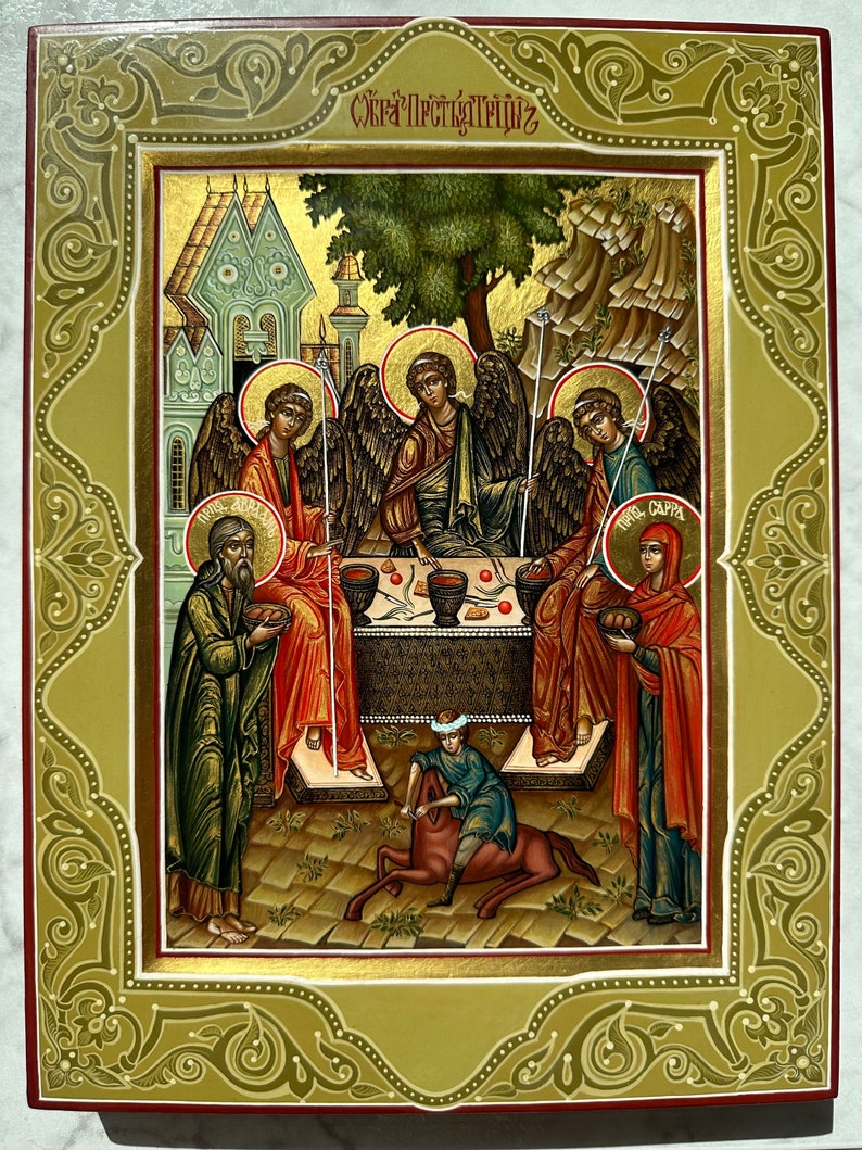 Orthodox Icon of Trinity Visiting Abraham and Sarah , Greek Icon ...