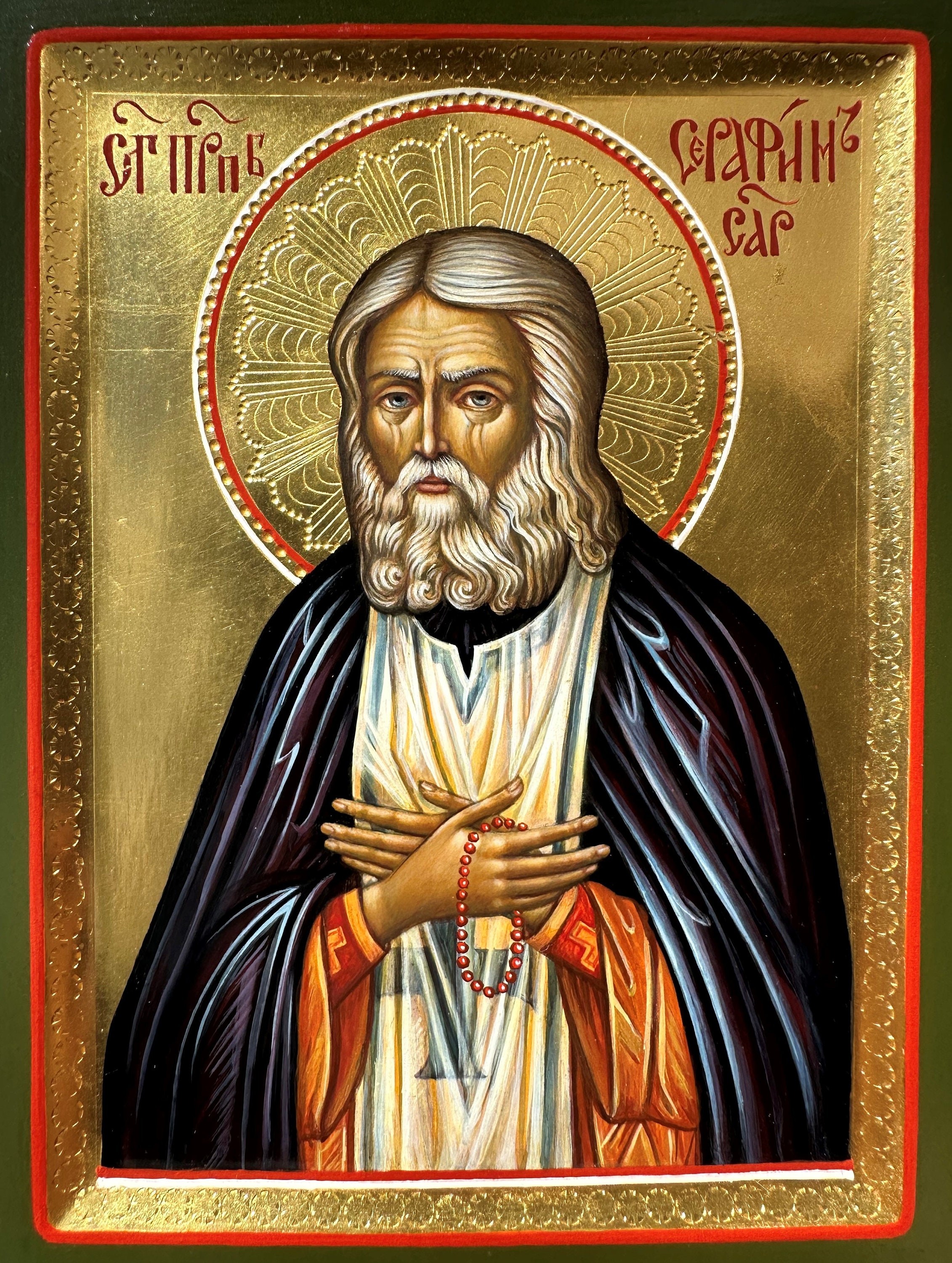 Orthodox Icon Holy Reverend Seraphim of Sarov , Greek Icon, Byzantine ...