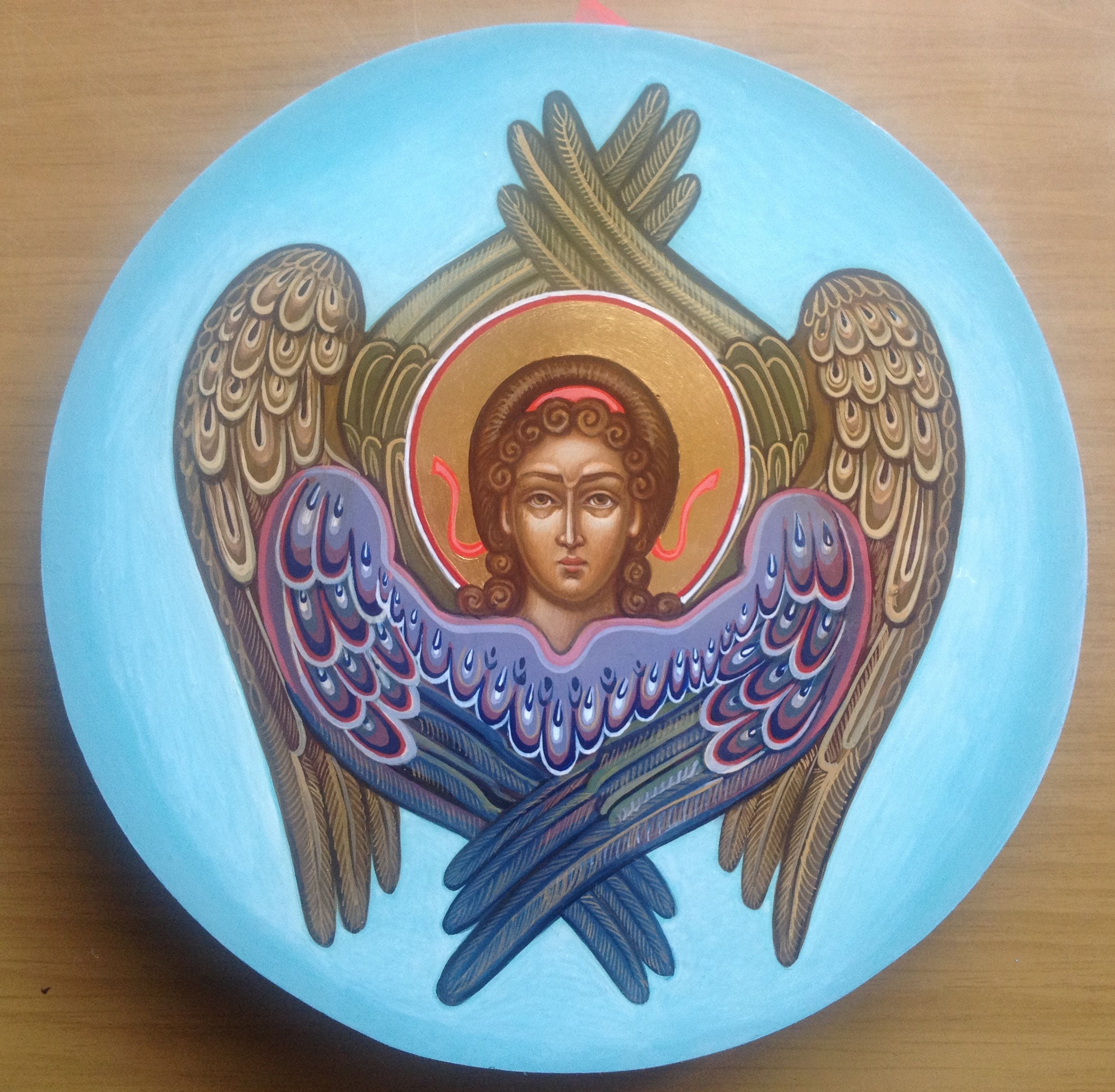 Orthodox Icon of Angels Cherubim and Seraphim Diameter 9.7" Hand ...
