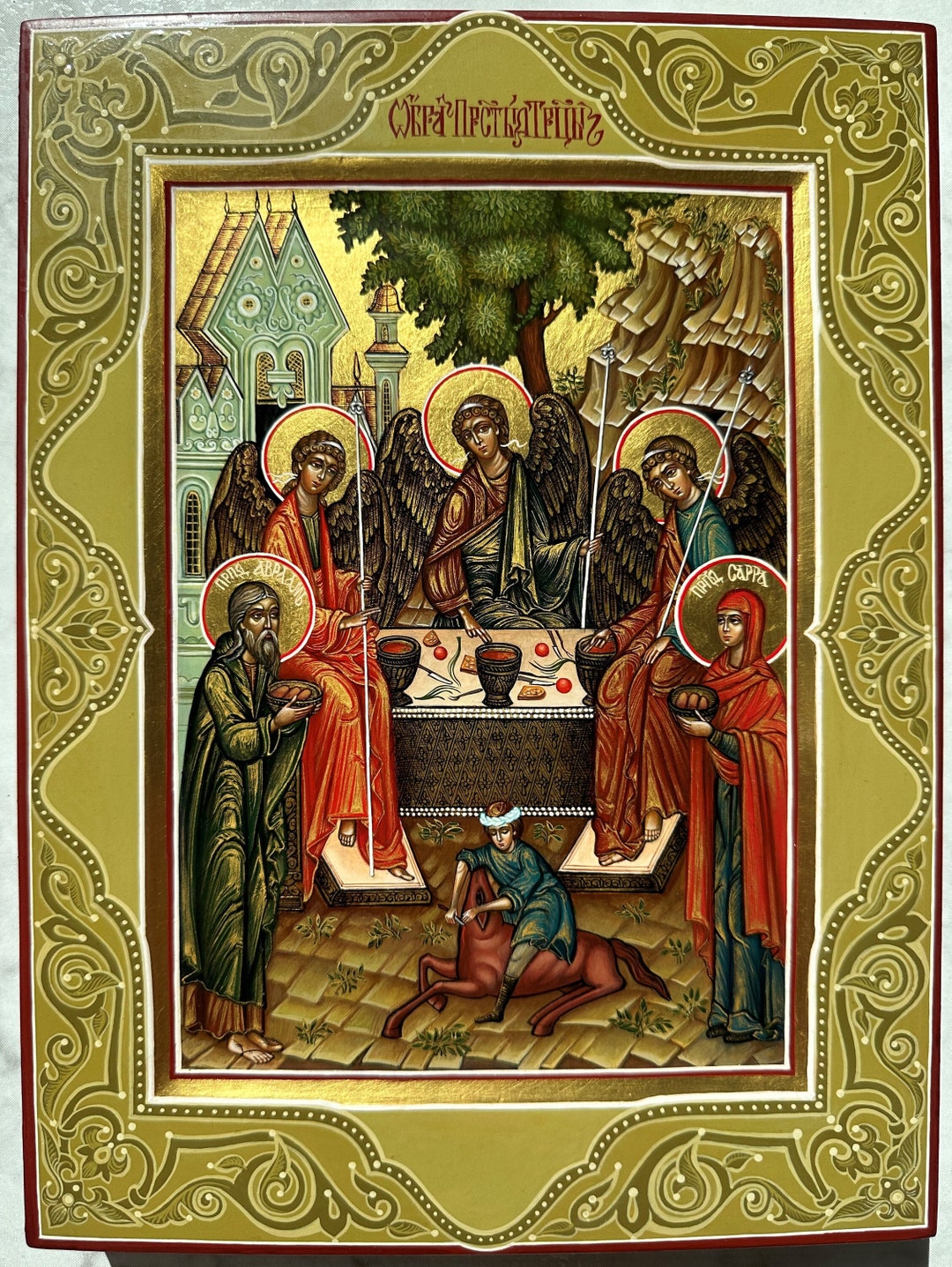 Orthodox Icon of Trinity Visiting Abraham and Sarah , Greek Icon ...