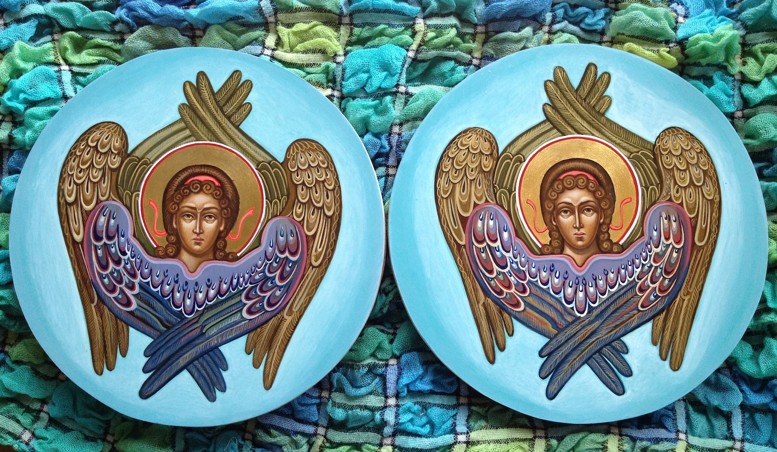 Orthodox Icon of Angels Cherubim and Seraphim Diameter 9.7" Hand ...