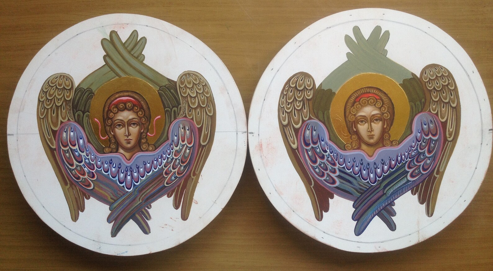 Orthodox Icon of Angels Cherubim and Seraphim Diameter 9.7" Hand ...