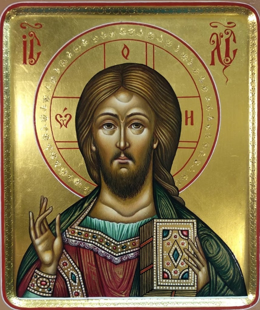 Orthodox Icon of Jesus Christ, Greek Icon, Byzantine Art, Hand Painted ...
