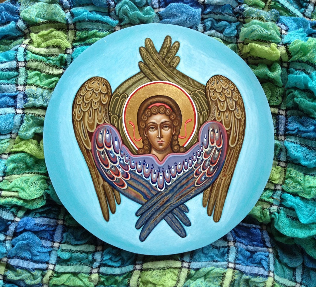 Orthodox Icon of Angels Cherubim and Seraphim Diameter 9.7" Hand ...