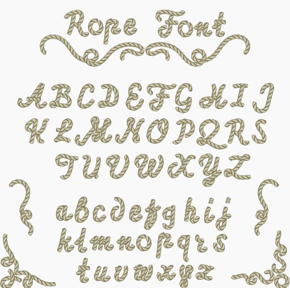 Modern Rope Nautical Marine Font - Script Handwritten Cursive Font ...