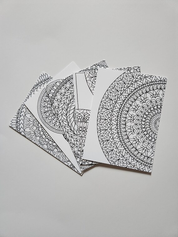 Mandala Greeting Cards for Coloring Set 1 - Etsy