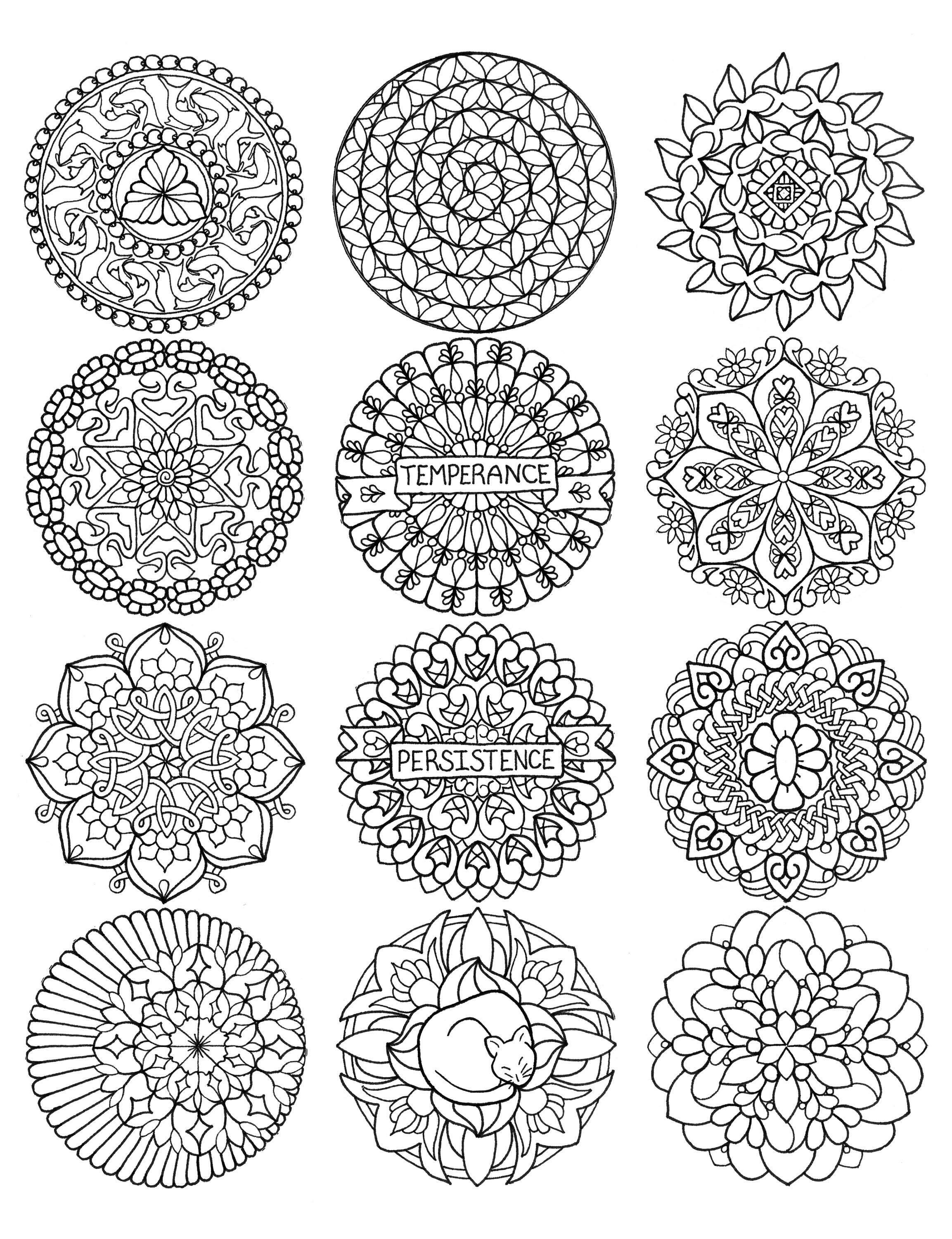 Digital Download Hand-drawn Mandala Stickers for Coloring - Etsy