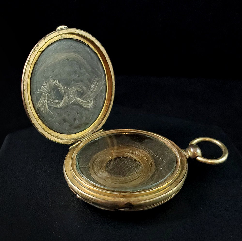 Antique Victorian HUGE Gold Filled Locket With Daguerreotypes and Locks ...
