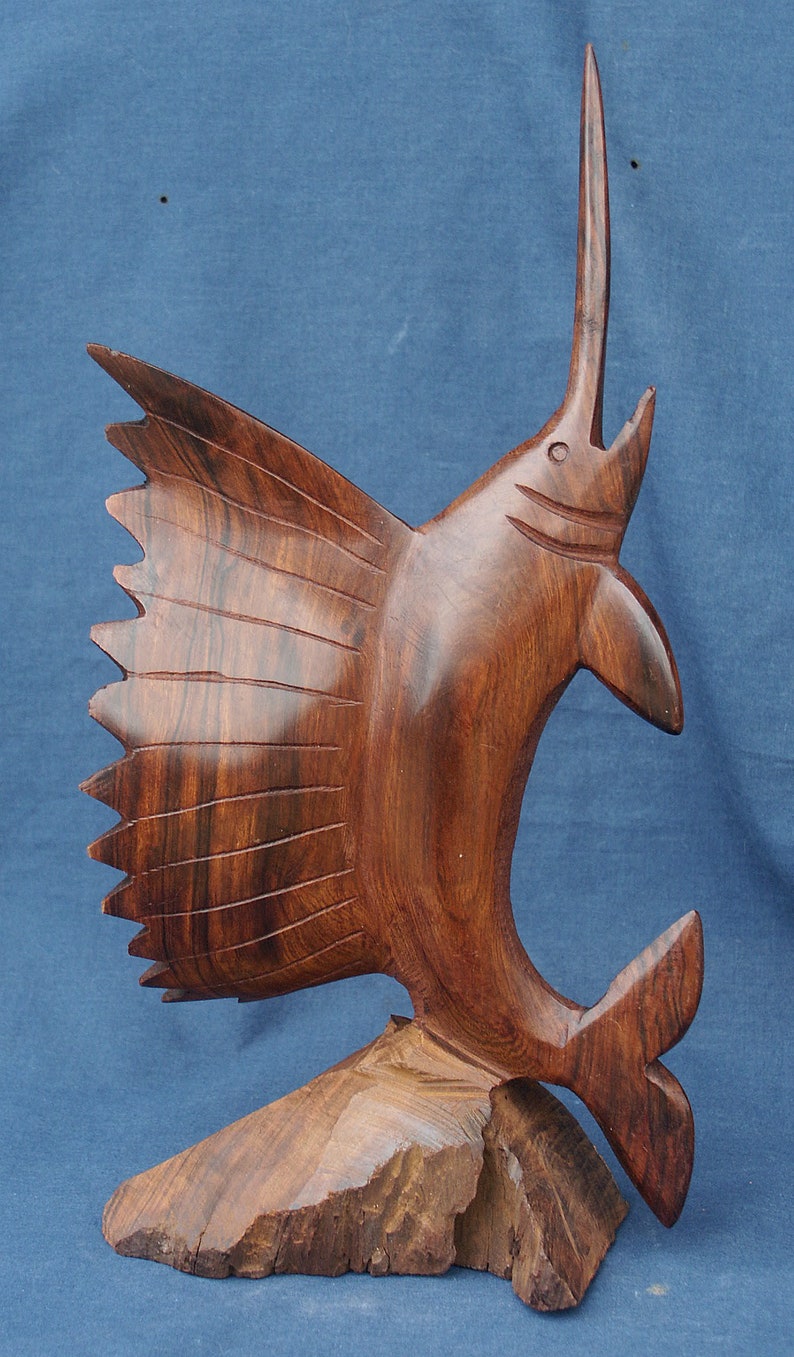 50% OFF - 12” Hand Carved Desert Ironwood Sailfish, T13.2 - Etsy