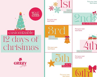 12 DAYS OF CHRISTMAS Digital Printable Collage Sheet - Etsy