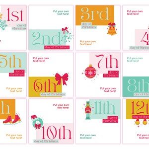 Editable 12 Days of Christmas Printables or Social Posts | Canva ...