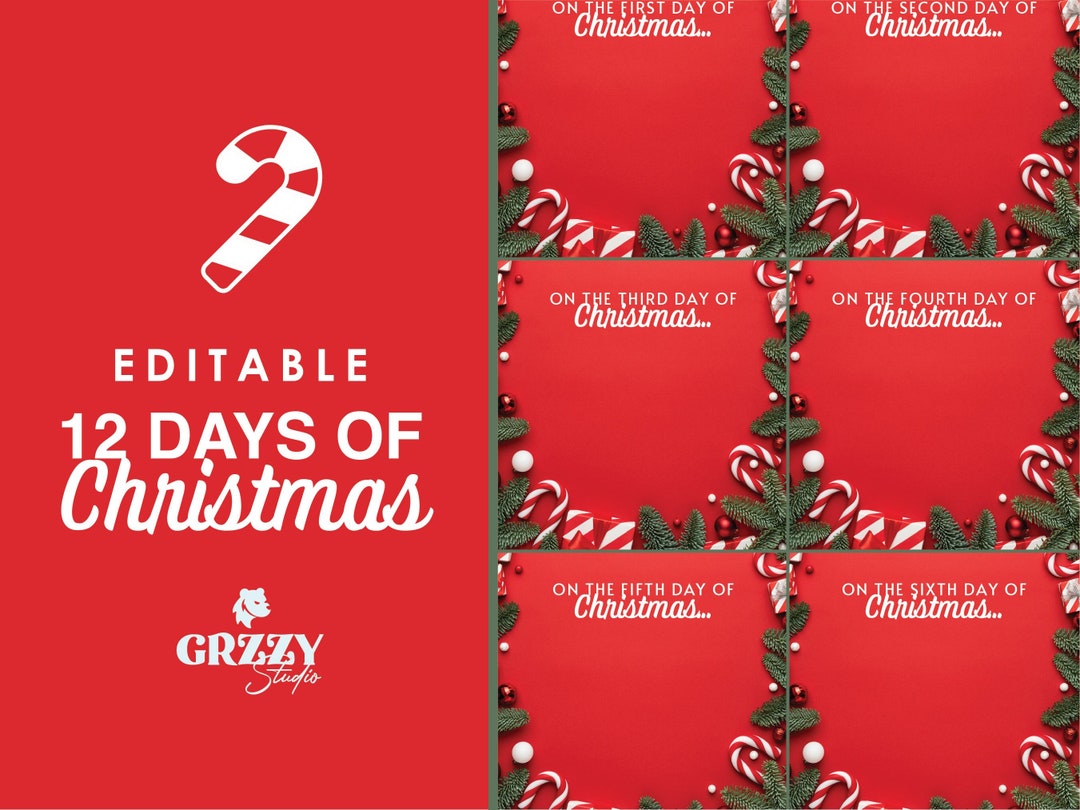 Editable 12 Days of Christmas Printables or Social Posts | Canva ...