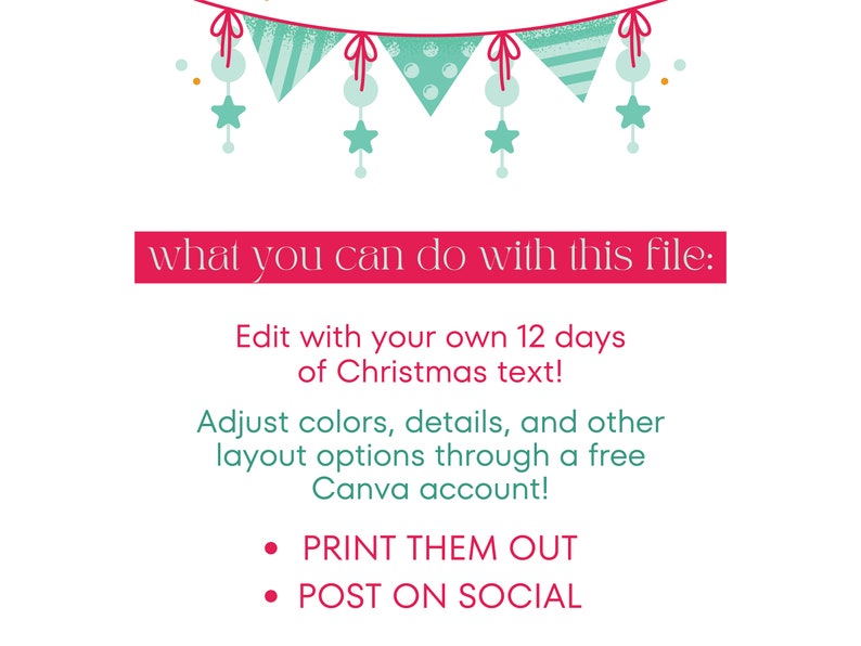 Editable 12 Days of Christmas Printables or Social Posts | Canva ...