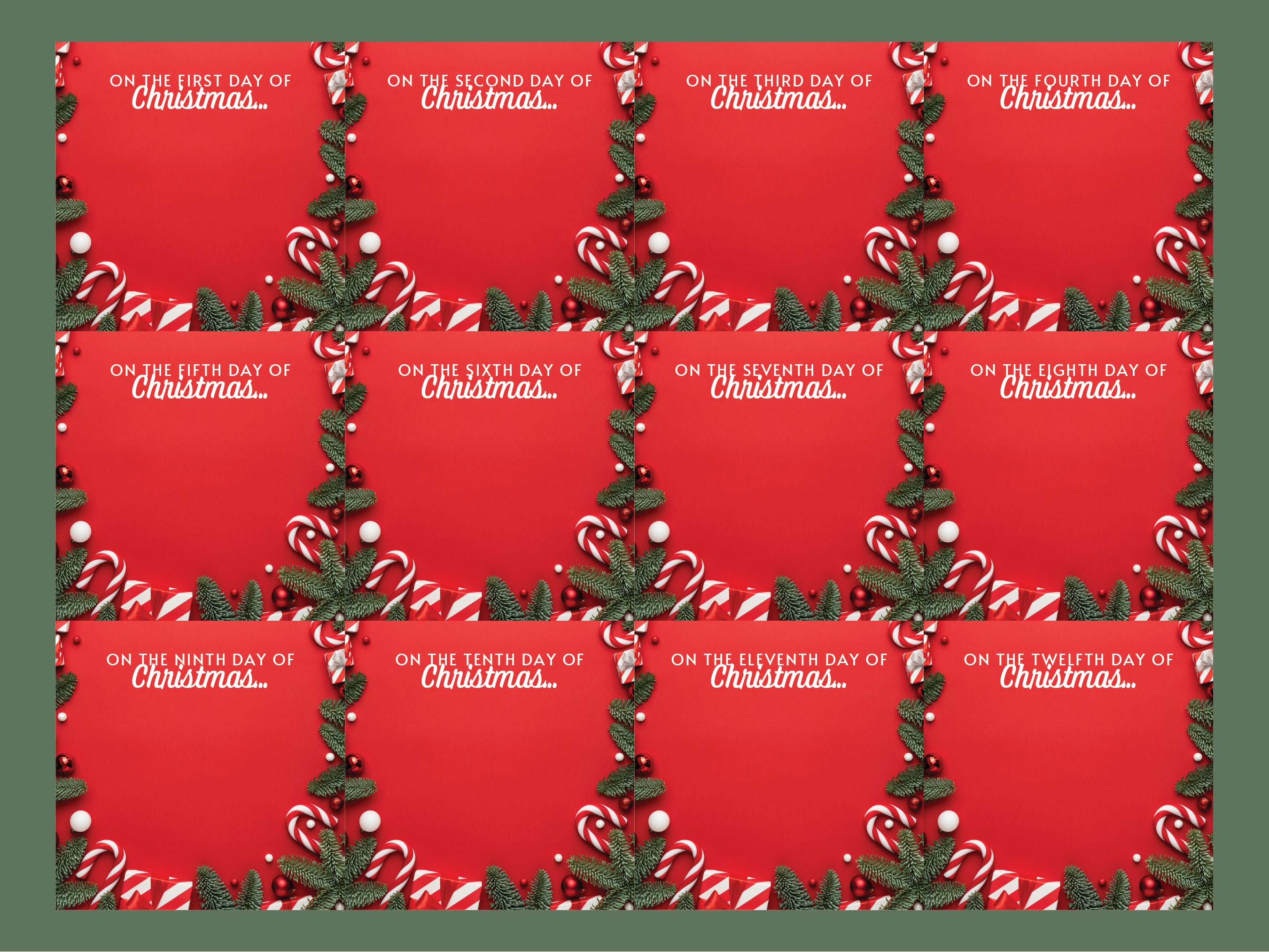 Editable 12 Days of Christmas Printables or Social Posts Canva Holiday ...