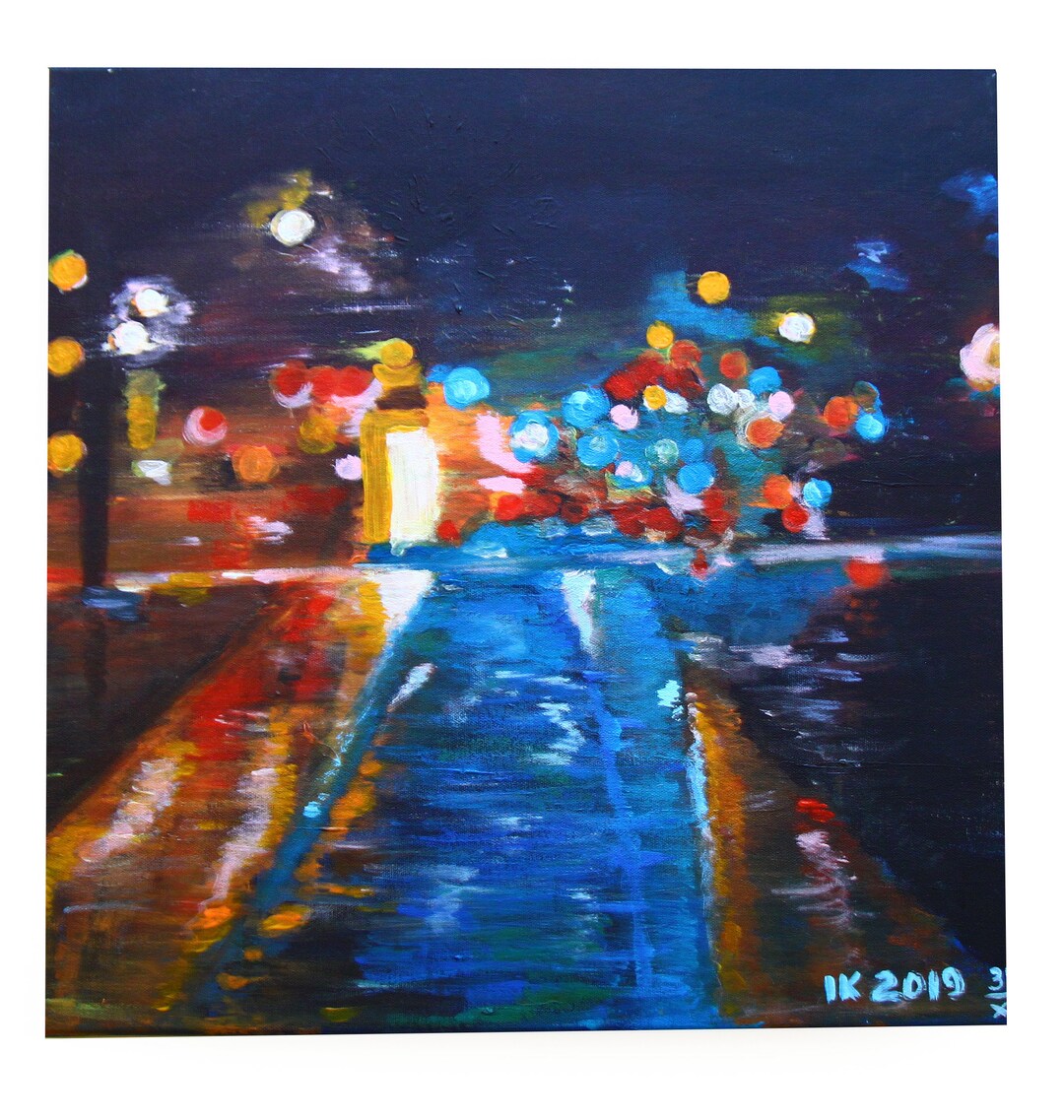 Night City, City Lights, Night Lights, Acrylic Painting, Painting for ...