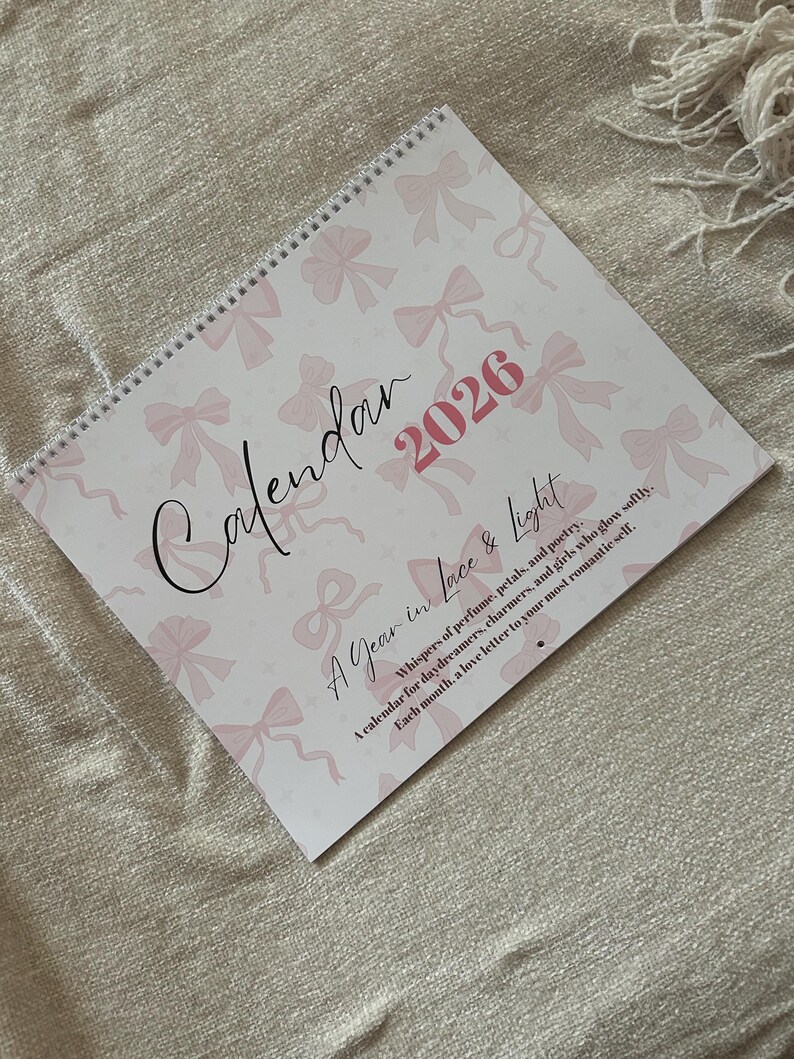 Coquette Wall Calendar 2026 | Pink Bow Aesthetic Calendar |cottagecore ...