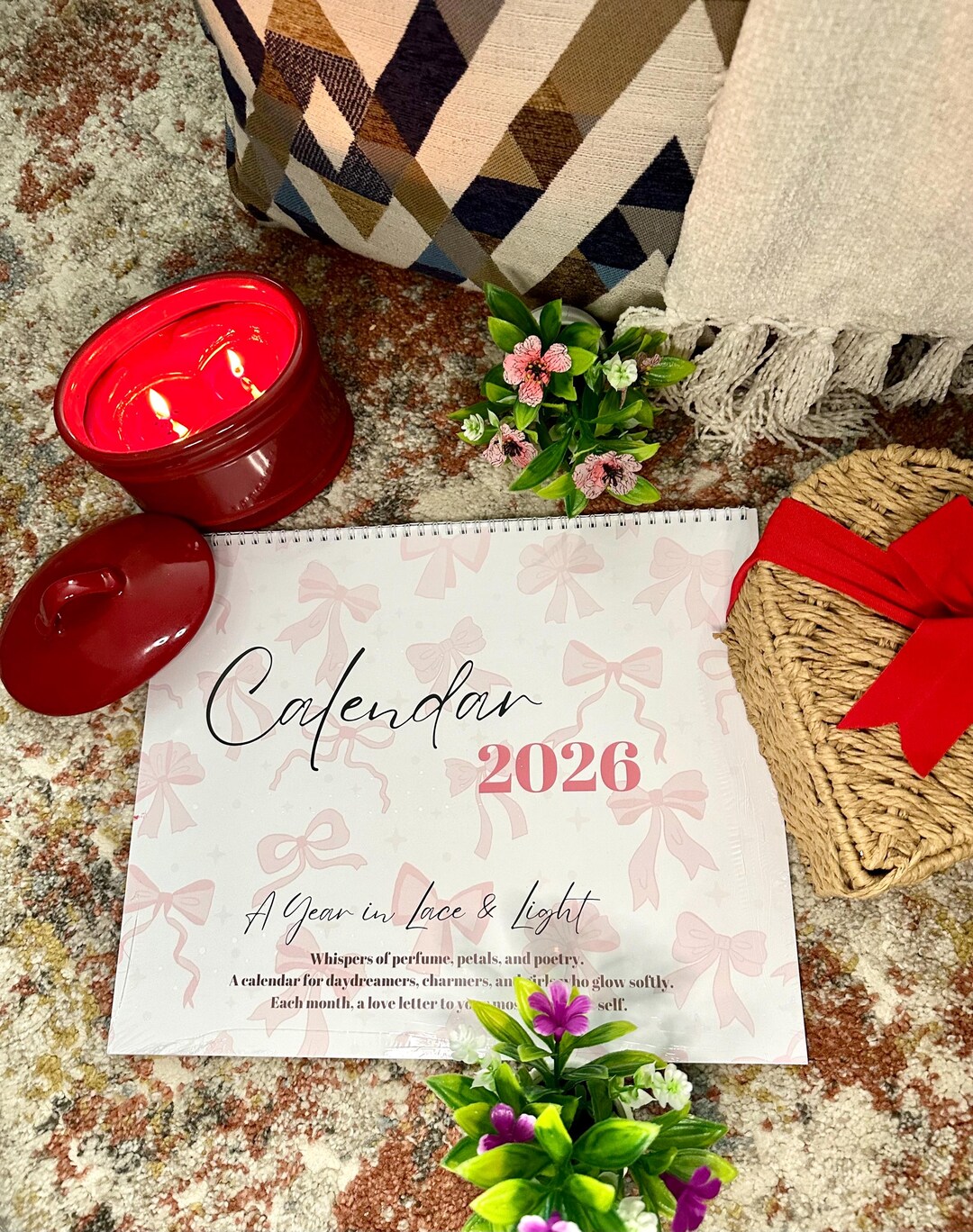 Coquette Wall Calendar 2026 | Pink Bow Aesthetic Calendar |cottagecore ...