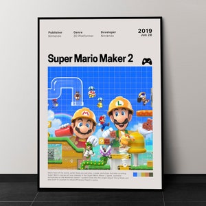 Super Mario Maker 2 2019 Game Poster, Minimalist Games Poster, Video ...