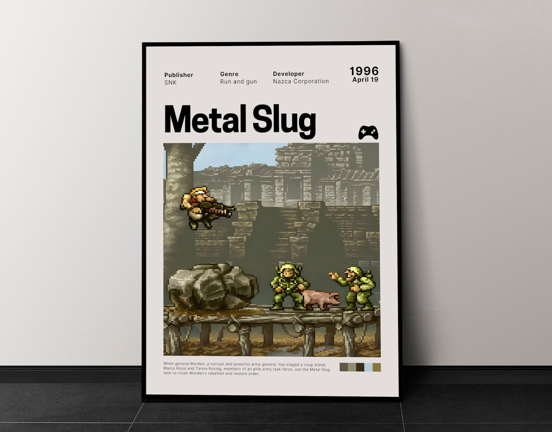 Metal Slug 1996 Game Poster, Games Wall Decor, Minimalist Games Poster ...