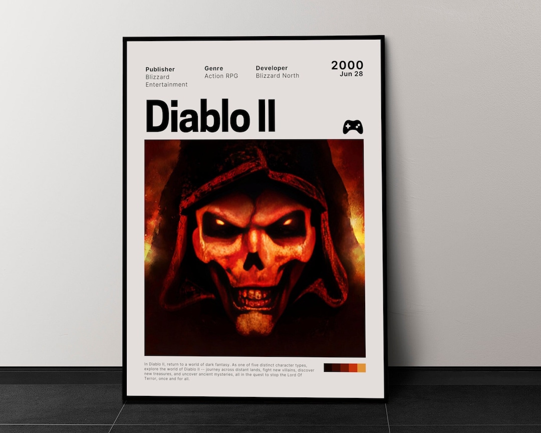 Diablo 2 2000 Game Poster, Minimalist Games Poster, Retro Video Game ...