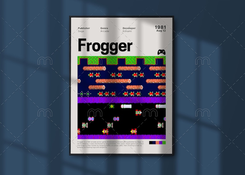 Frogger 1981 Retro Game Poster, Minimalist Games Poster, Video Games Poster Print, Digital ...