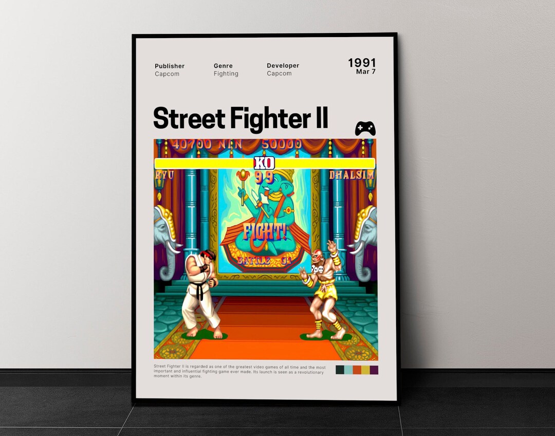 Street Fighter II 1991 Retro Game Poster, Minimalist Games Poster ...