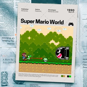 Super Mario World 1990 Game Poster, Games Wall Decor, Video Games ...