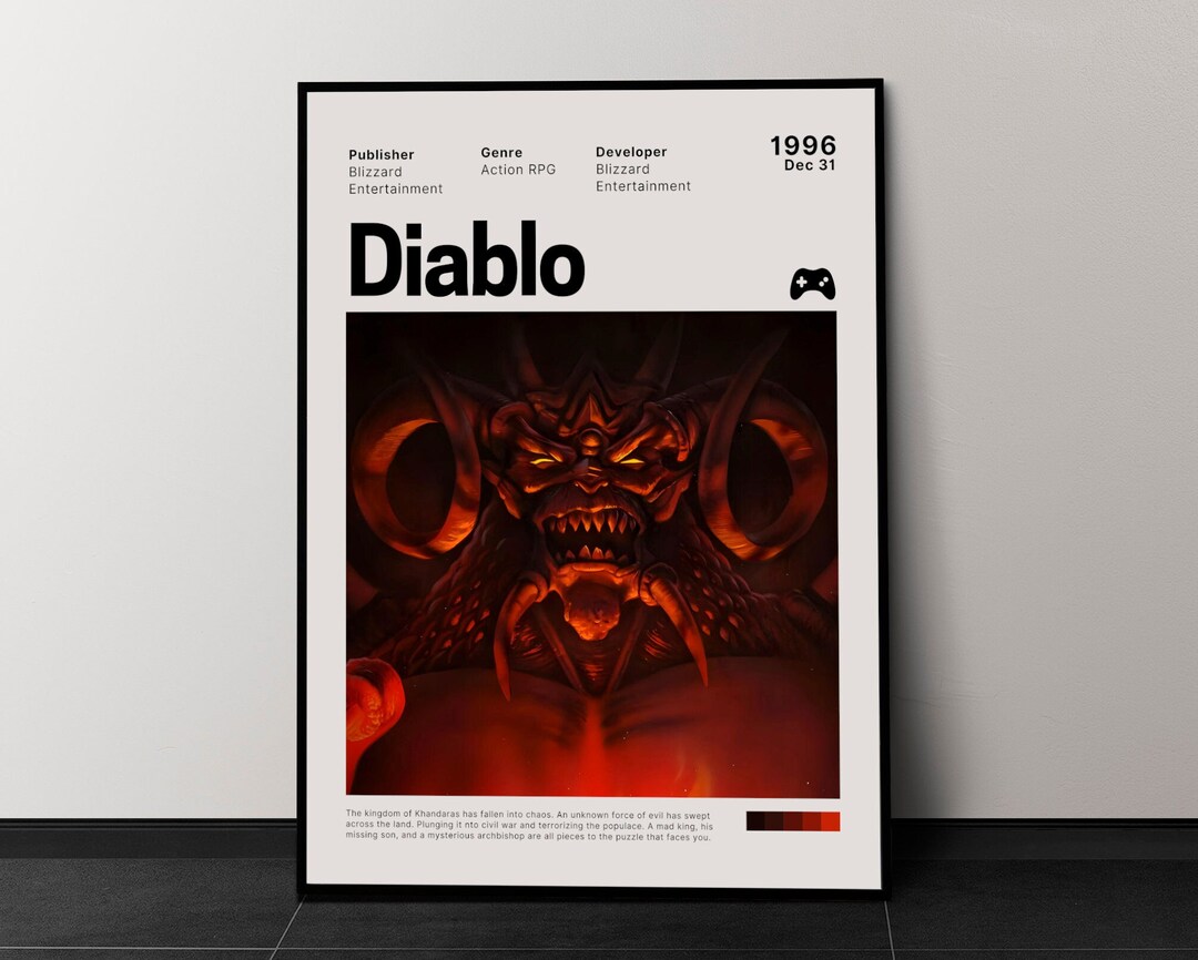 Diablo 1996 Game Poster, Minimalist Games Poster, Retro Video Games ...