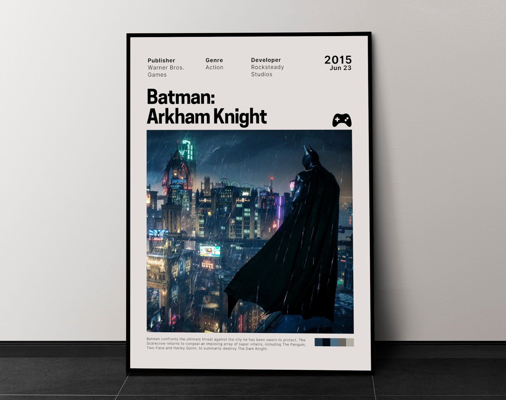 Batman: Arkham Knight 2015 Game Poster, Minimalist Games Poster, Video ...