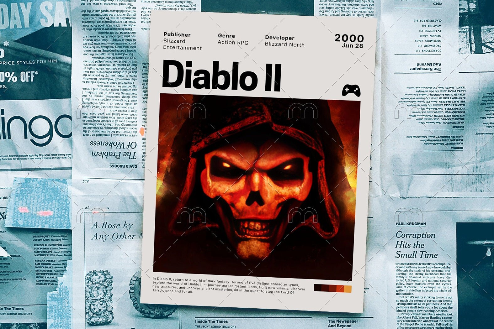 Diablo 2 2000 Game Poster, Minimalist Games Poster, Retro Video Game ...