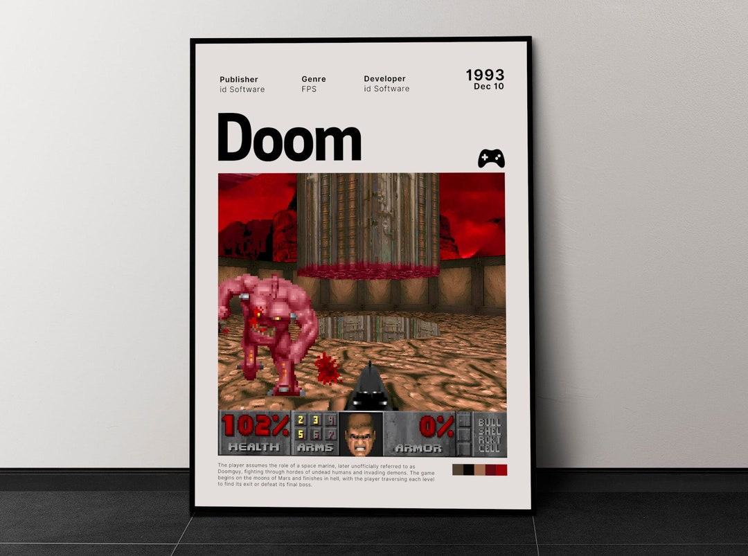 Doom 1993 Retro Game Poster, Games Wall Decor, Minimalist Games Poster ...