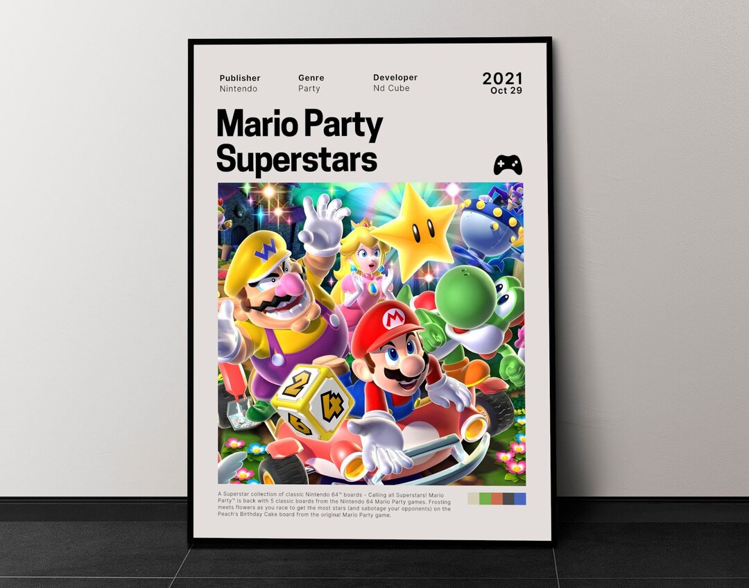 Mario Party Superstars 2021 Game Poster, Minimalist Games Poster, Video ...