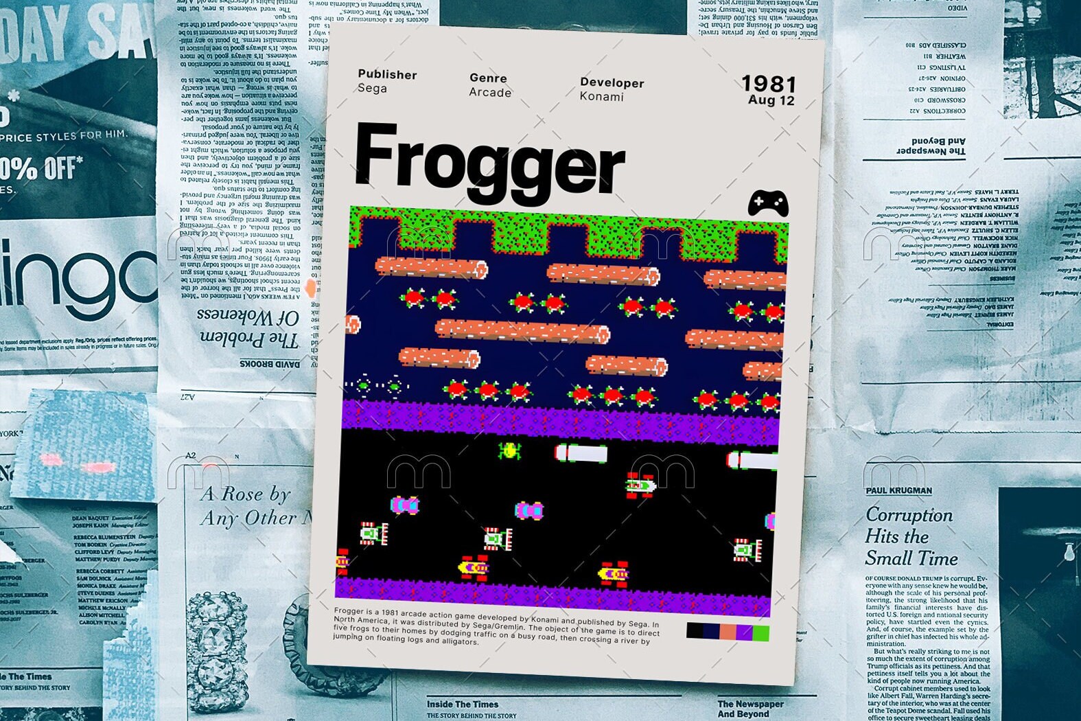 Frogger 1981 Retro Game Poster, Minimalist Games Poster, Video Games Poster Print, Digital ...