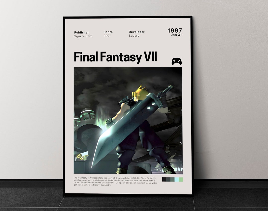 Final Fantasy VII 1997 Game Poster, Minimalist Games Poster, Retro ...