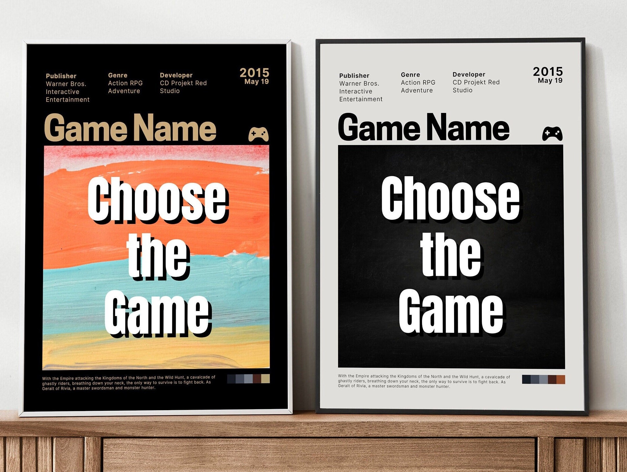 Custom Game Poster in 2 Versions light or Dark Your - Etsy