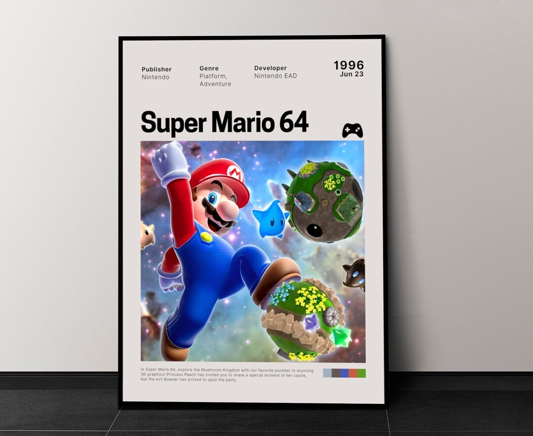 Super Mario 64 1996 Game Poster, Games Wall Decor, Minimalist Games ...