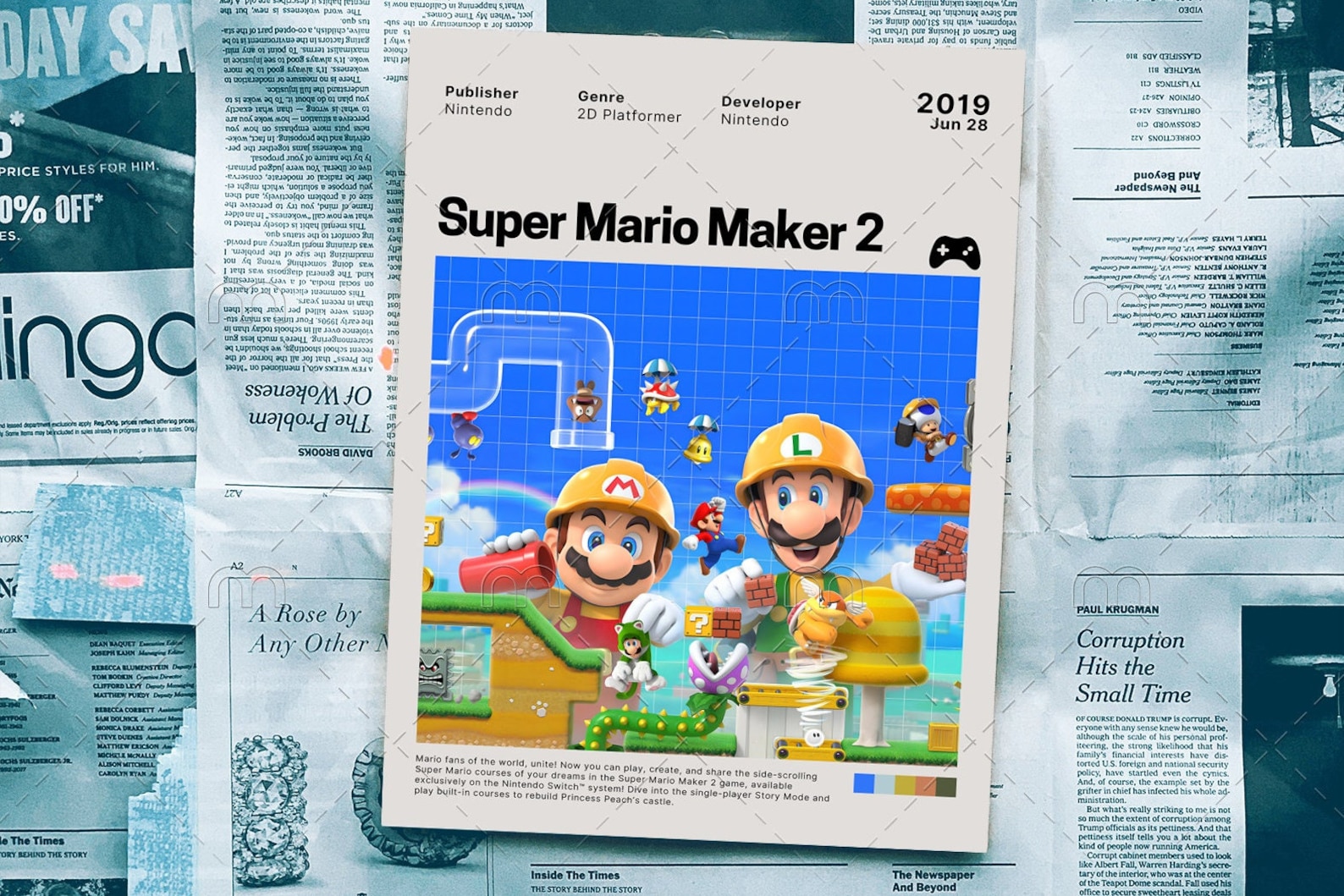 Super Mario Maker 2 2019 Game Poster, Minimalist Games Poster, Video ...