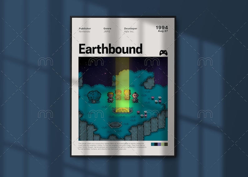 Earthbound 1994 Game Poster, Minimalist Games Poster, Retro Video Games ...