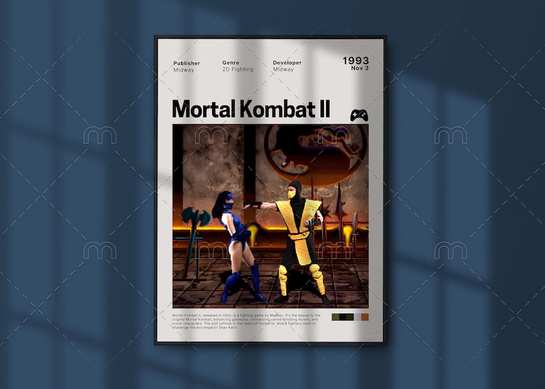 Mortal Kombat II 1993 Game Poster, Retro Games Poster, Video Games ...