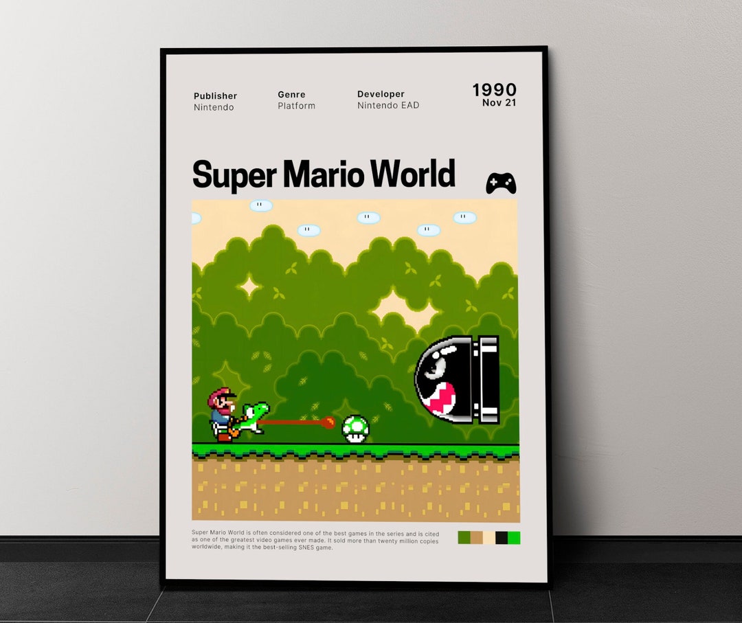 Super Mario World 1990 Game Poster, Games Wall Decor, Video Games ...