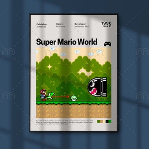 Super Mario World 1990 Game Poster, Games Wall Decor, Video Games ...
