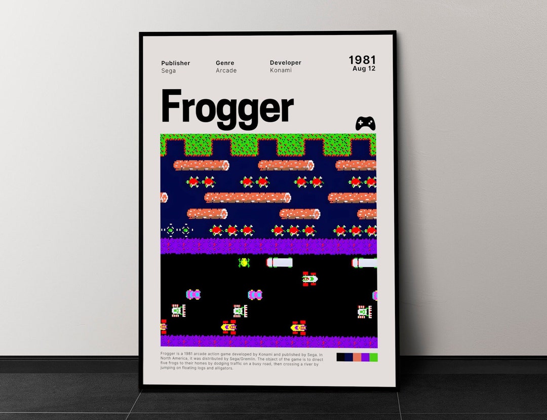 Frogger 1981 Retro Game Poster, Minimalist Games Poster, Video Games Poster Print, Digital ...