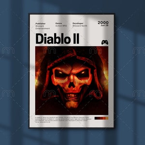 Diablo 2 2000 Game Poster, Minimalist Games Poster, Retro Video Game ...