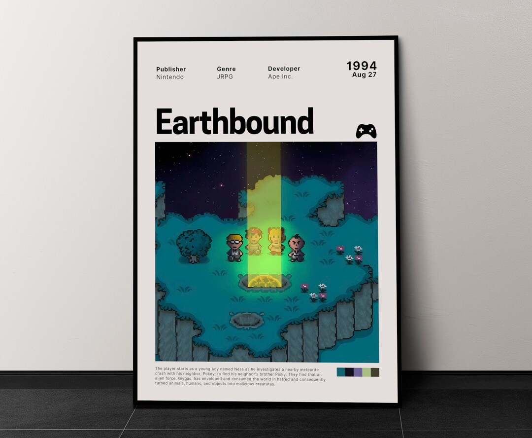 Earthbound 1994 Game Poster, Minimalist Games Poster, Retro Video Games ...