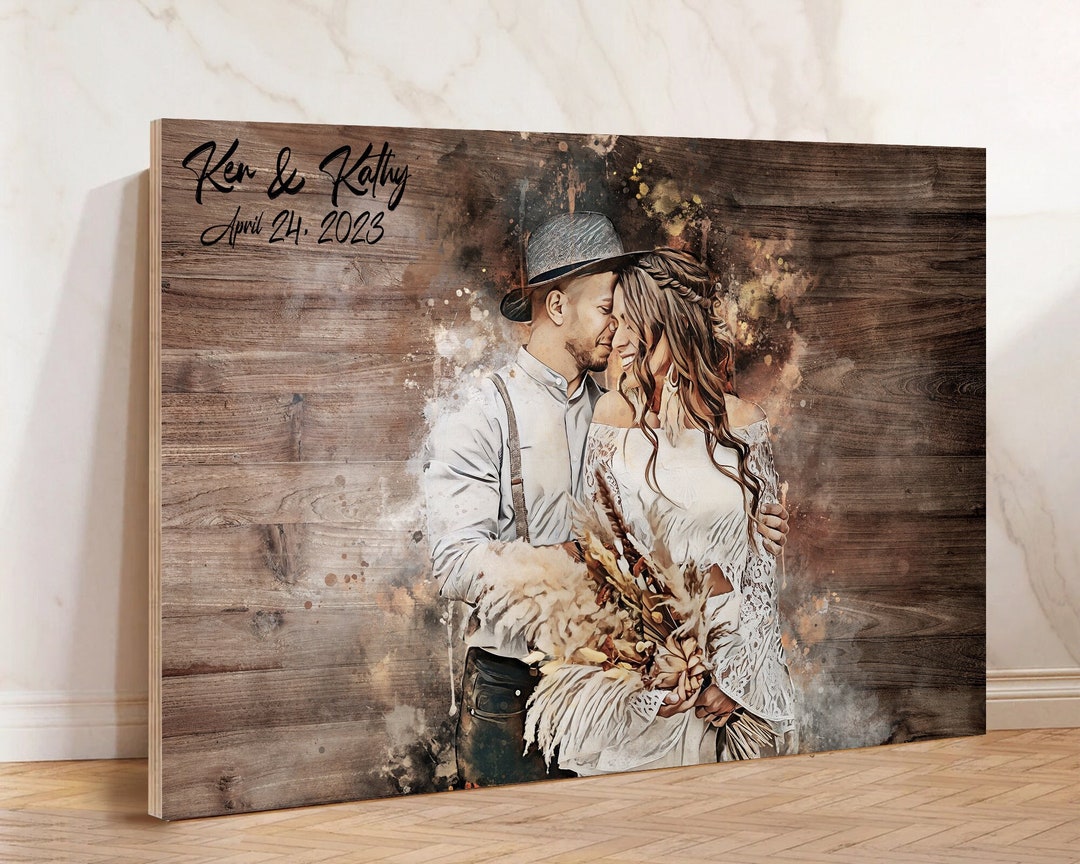 Watercolor Couple Portrait From Photo, Custom Wedding Anniversary Gift ...