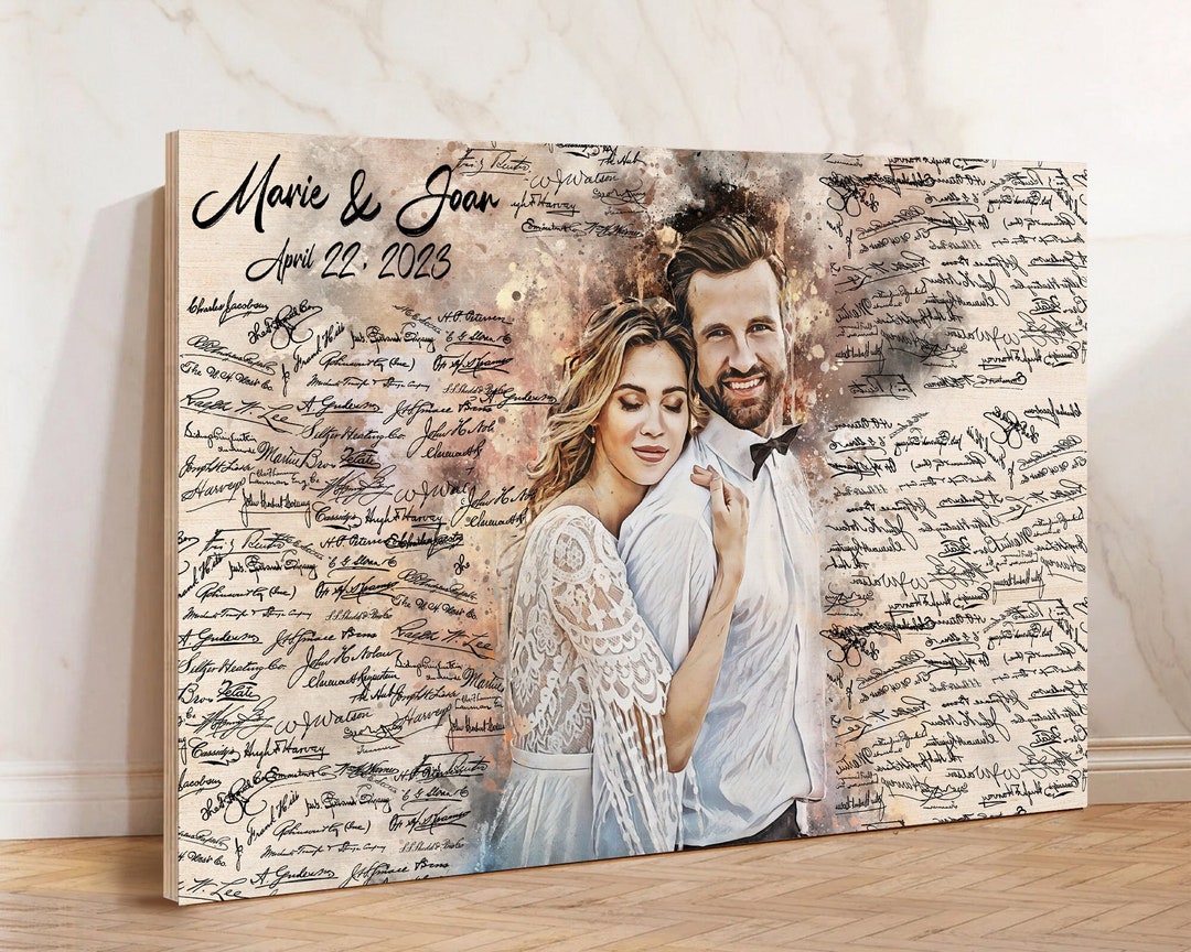 Custom Photo Wedding Guest Book Sign - Rustic Wedding Guest Book ...