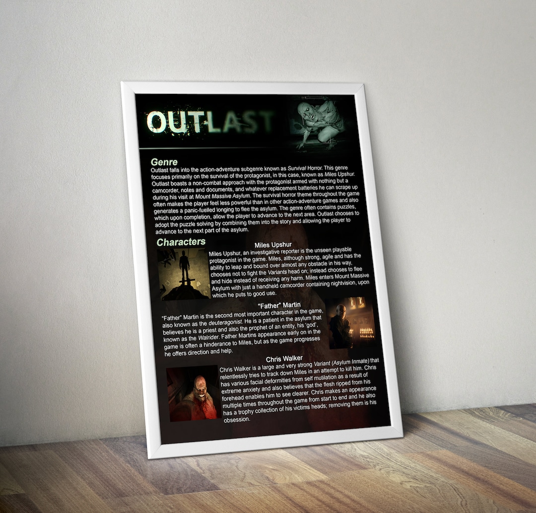 Outlast Poster Outlast Prints Horror Game Posters Gaming - Etsy